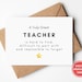 Thank You Card, for Teacher, Teacher Appreciation, Leaving Work ...