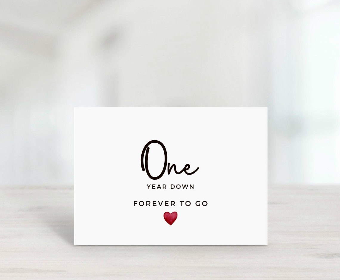 First Anniversary Card, 1st Anniversary, One Year, 1 Year Anniversary ...