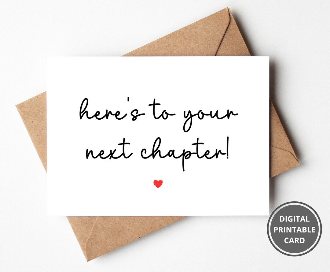 New Chapter Good Luck Card Printable, Cute Best of Luck Card, New Job ...