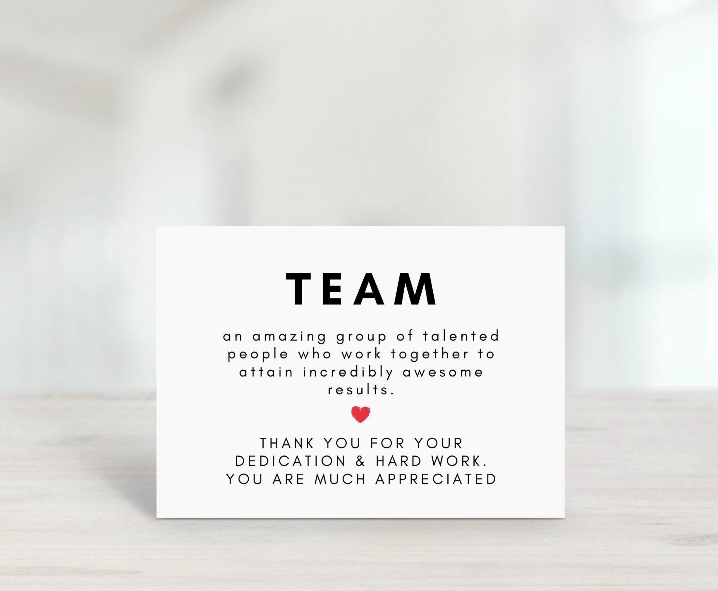 Team Thank You Employee Appreciation Card Corporate Thank | Etsy UK