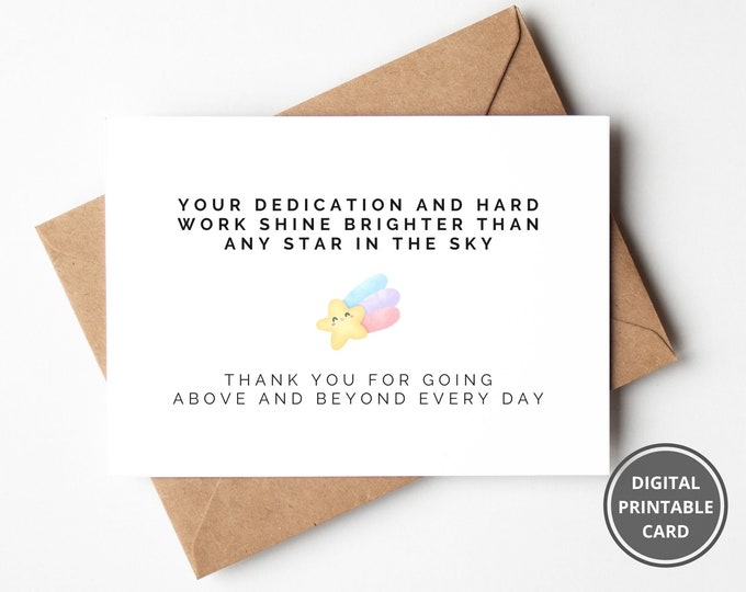Thank You Card, Thank You Card for Friend, Appreciation Card, Employee ...