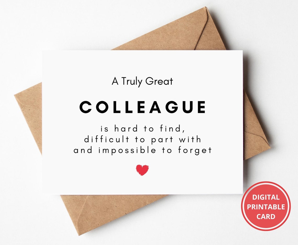 Thank You Card, for Colleague, Work Friend, Leaving Work, Thank You ...