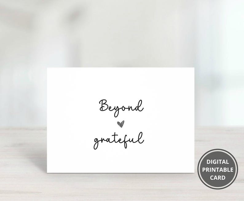 Thank You Card, Beyond Grateful, Gratitude, Appreciation Thank You Card ...