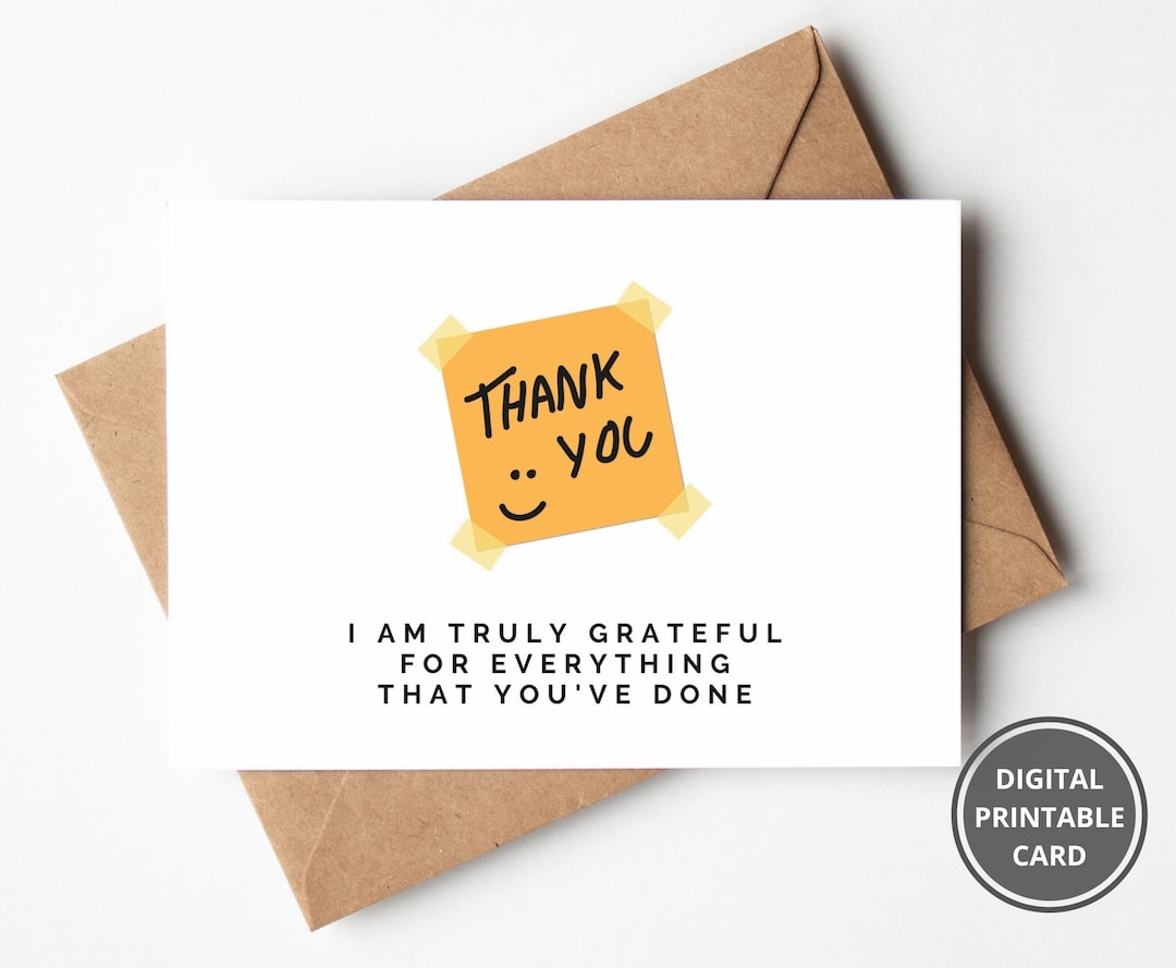 Printable Thank You Card, Printable Appreciation Card, Thank You ...