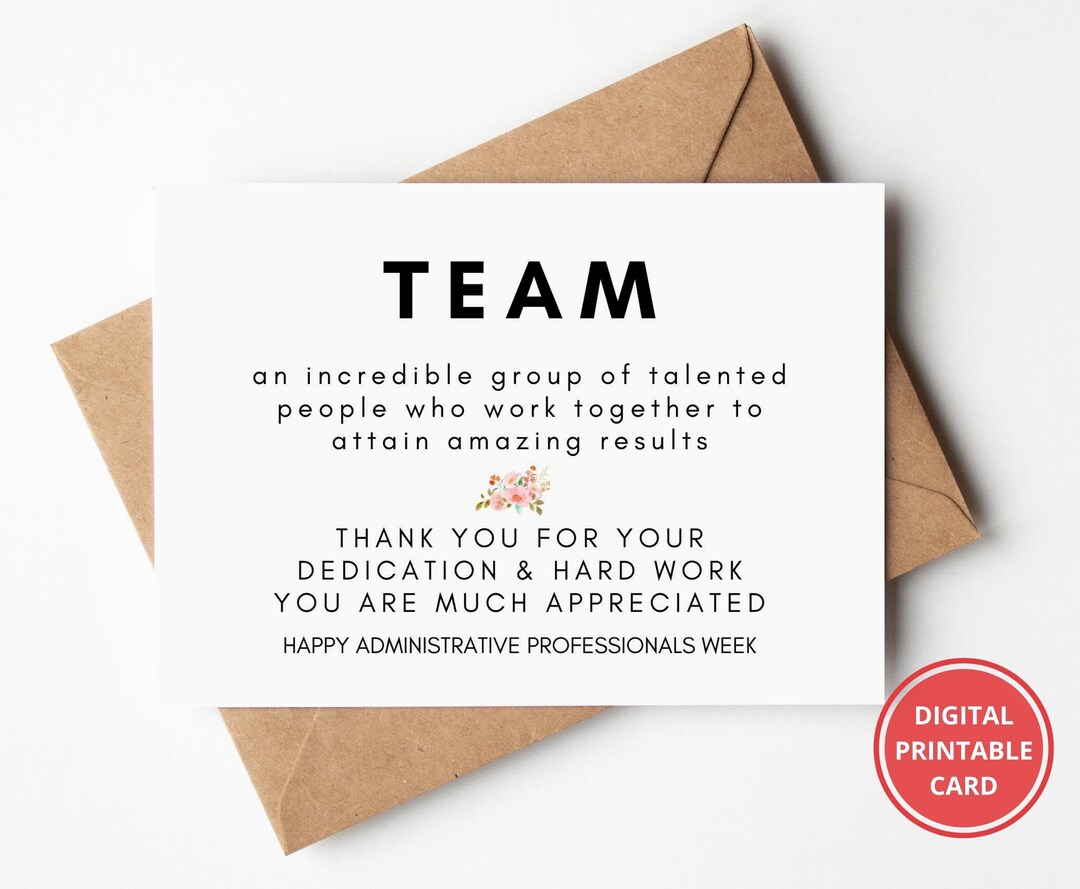 Administrative Professionals Week Thank You Card, Admin Staff, Office ...