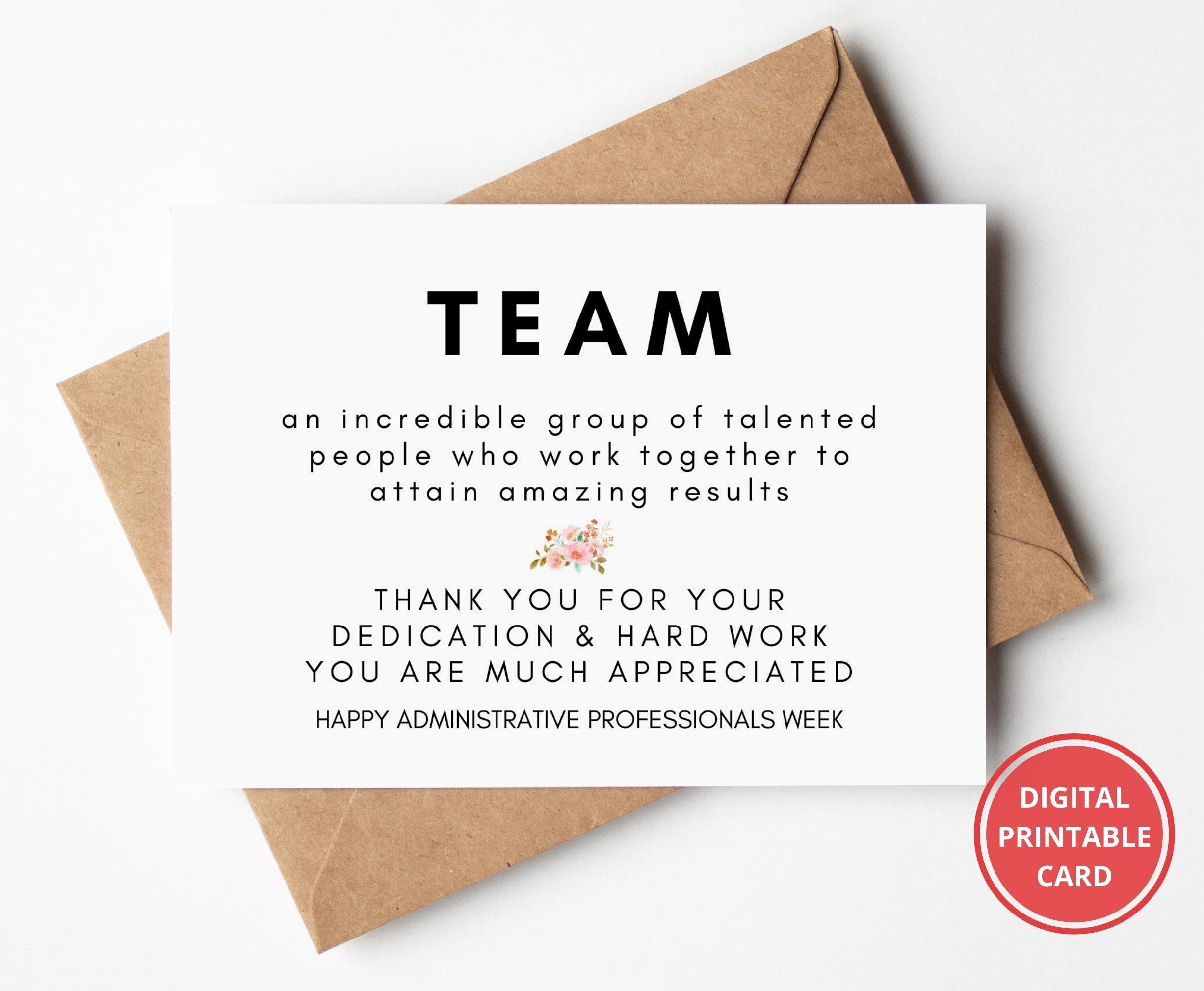 Administrative Professionals Week Thank You Card, Admin Staff, Office ...