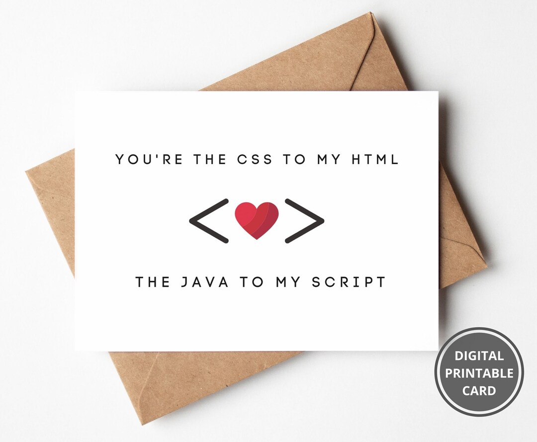 Developer Coder Valentine's Day, Software Programmer Joke, Software Engineer Gift for Him, Card ...