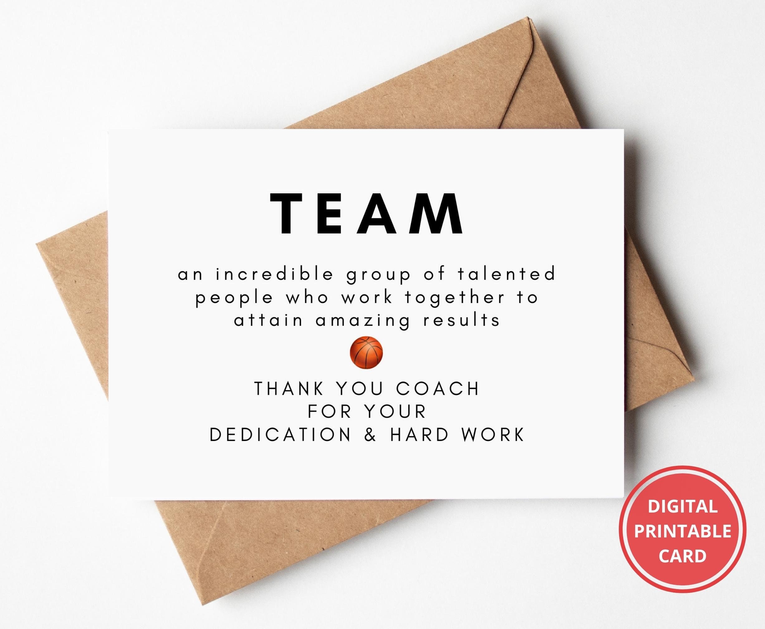 Basketball Coach Card, Thank You Coach Card, Basketball Coach Gift ...