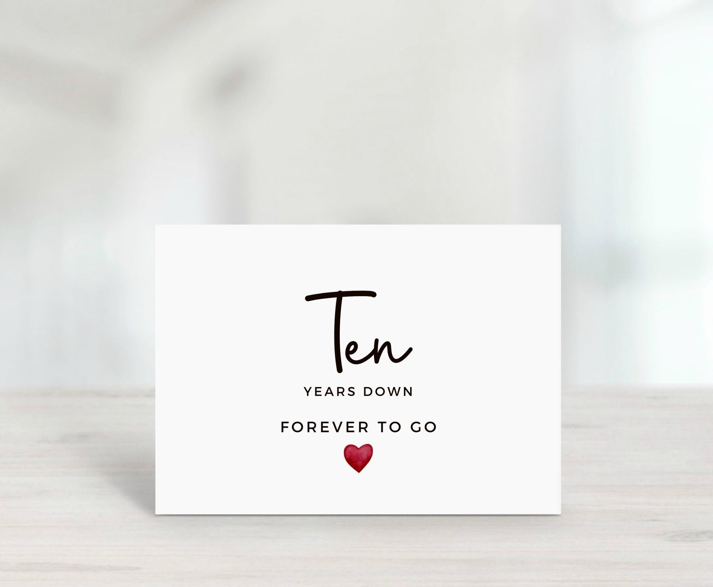 10th Anniversary Card, Ten Years Anniversary Card, Wedding Anniversary ...