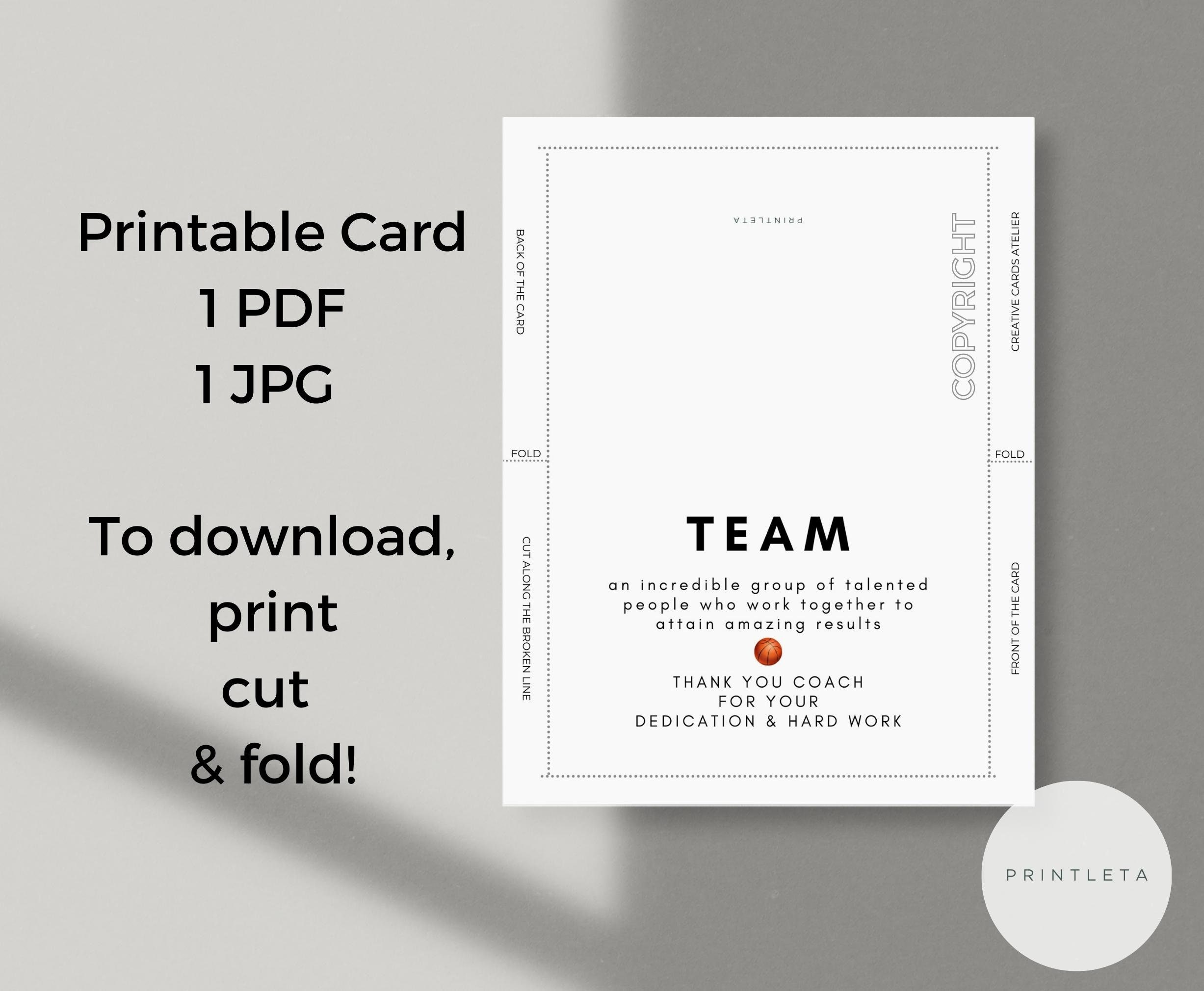 Basketball Coach Card, Thank You Coach Card, Basketball Coach Gift ...