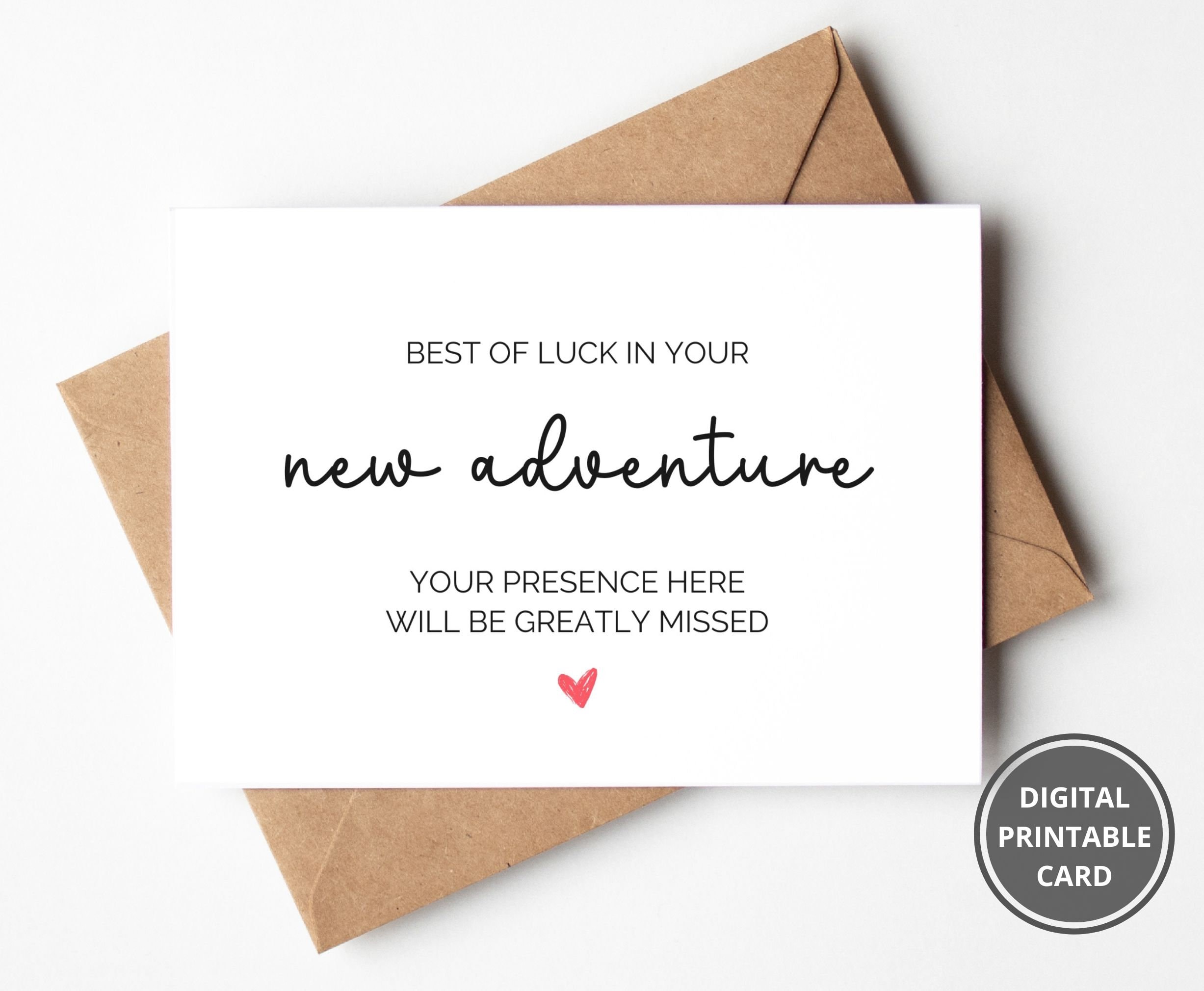Leaving Card, New Chapter Good Luck Printable Card, Simple New Job ...