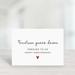 14th Anniversary Card, 14 Years Anniversary, Fourteen Years Together ...
