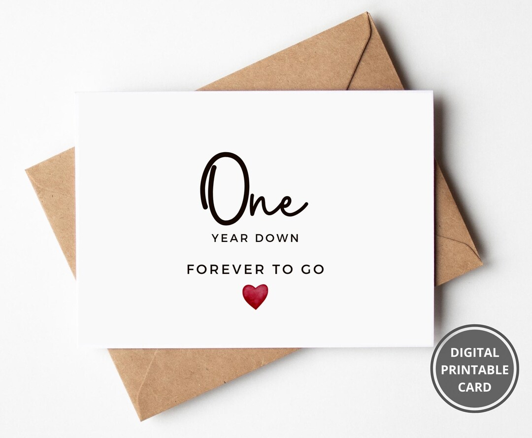 First Anniversary Card, 1st Anniversary, One Year, 1 Year Anniversary ...