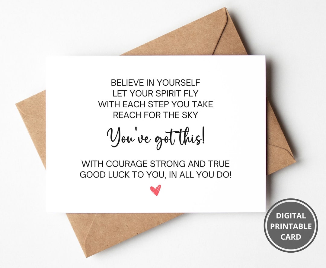Good Luck Poem Card for Friend, Printable Congratulations New Job, New ...