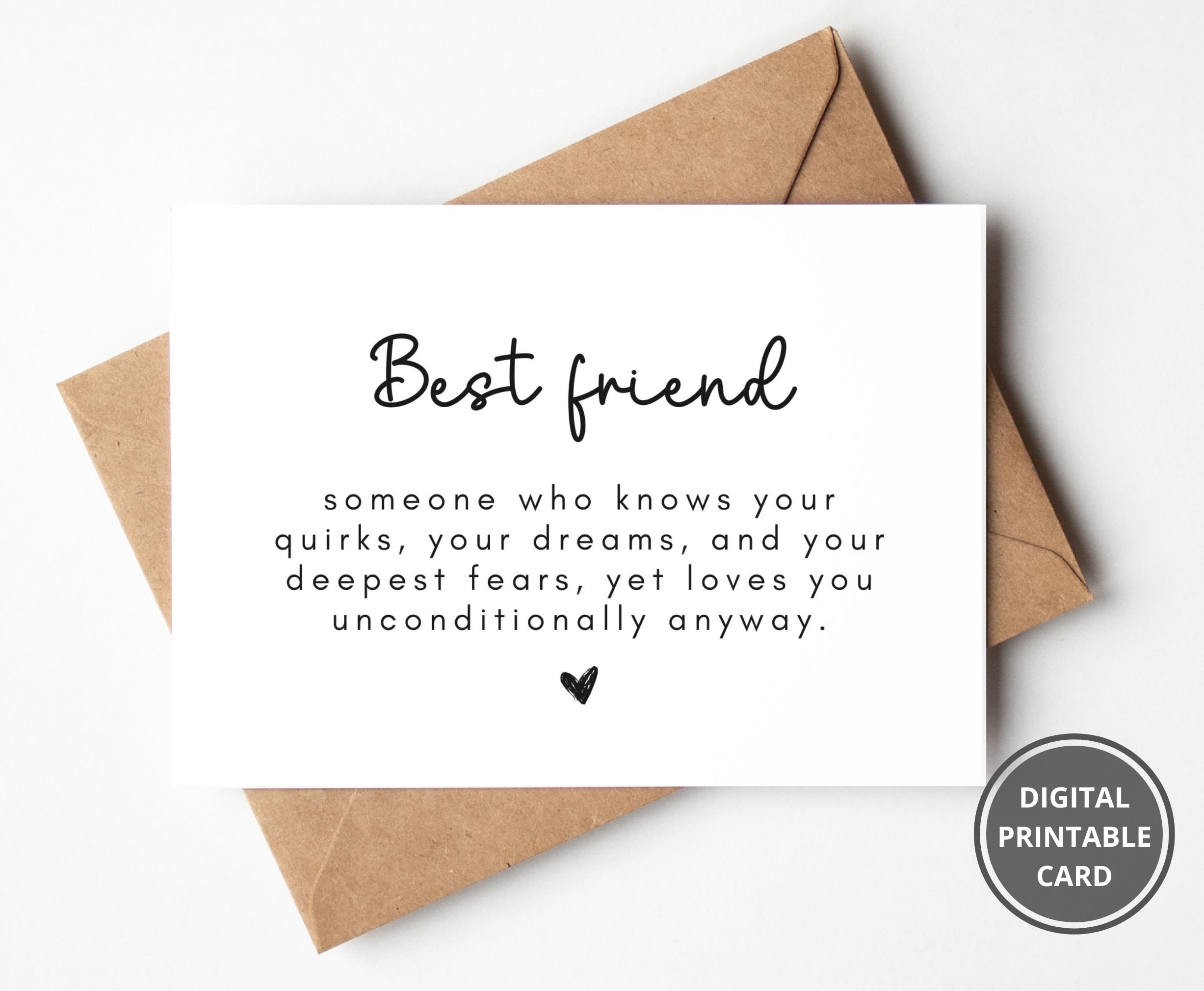 Best Friend Card, Printable Best Friend Birthday Card, Definition Card ...