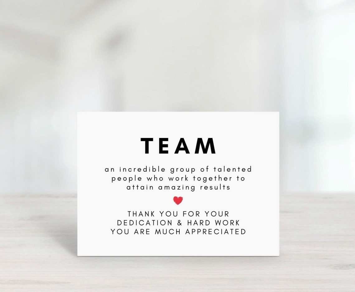 Team Thank You Employee Appreciation Card Corporate Thank - Etsy UK