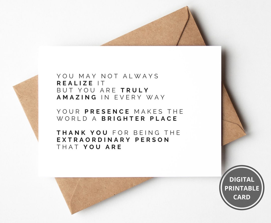 Friend Thank You Card, Printable Friendship Card, Bestie Thank You Card ...