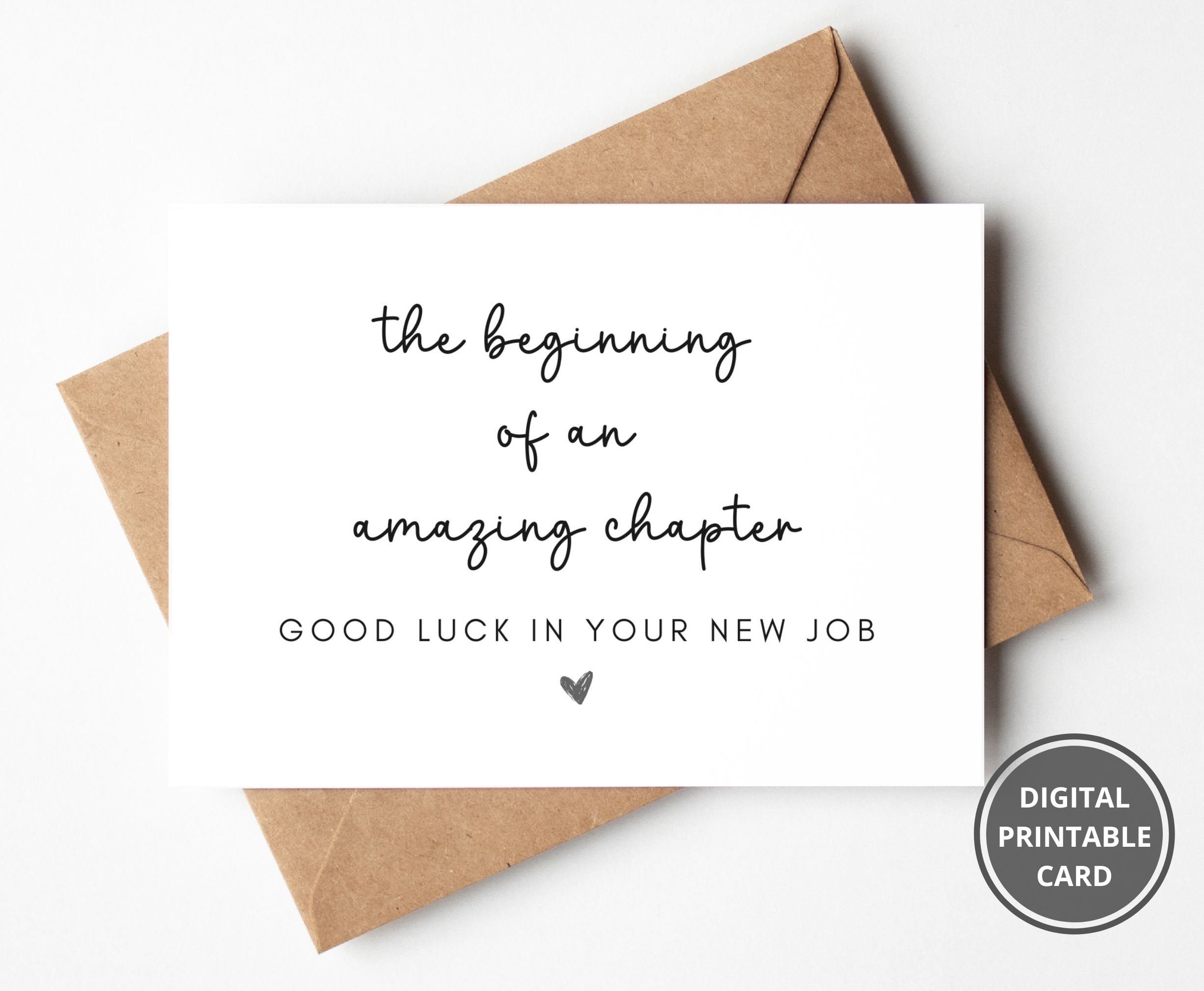 Good Luck in Your New Job, Printable Leaving Work Good Luck Card for ...