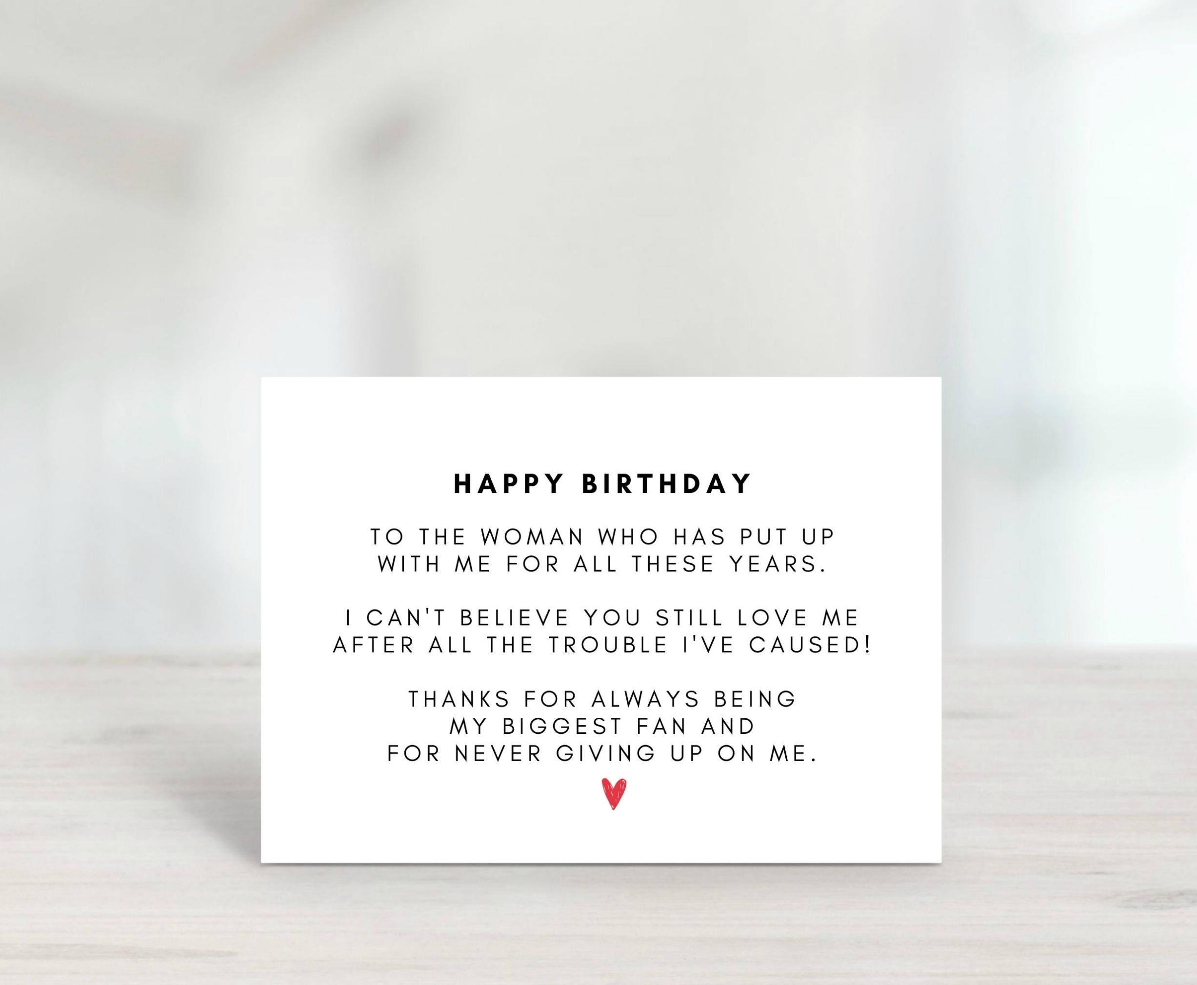 Funny Mom Birthday Card Printable, Mean Birthday Mother Son Card ...