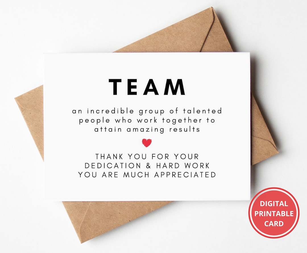 Team Thank You, Employee Appreciation Card, Corporate Thank You ...