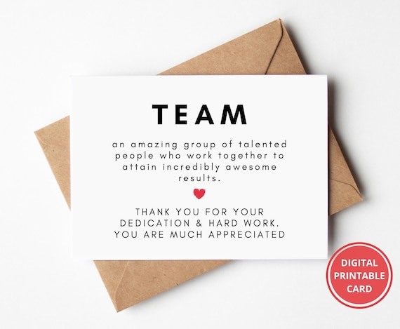 Team Thank You Employee Appreciation Card Corporate Thank | Etsy Canada