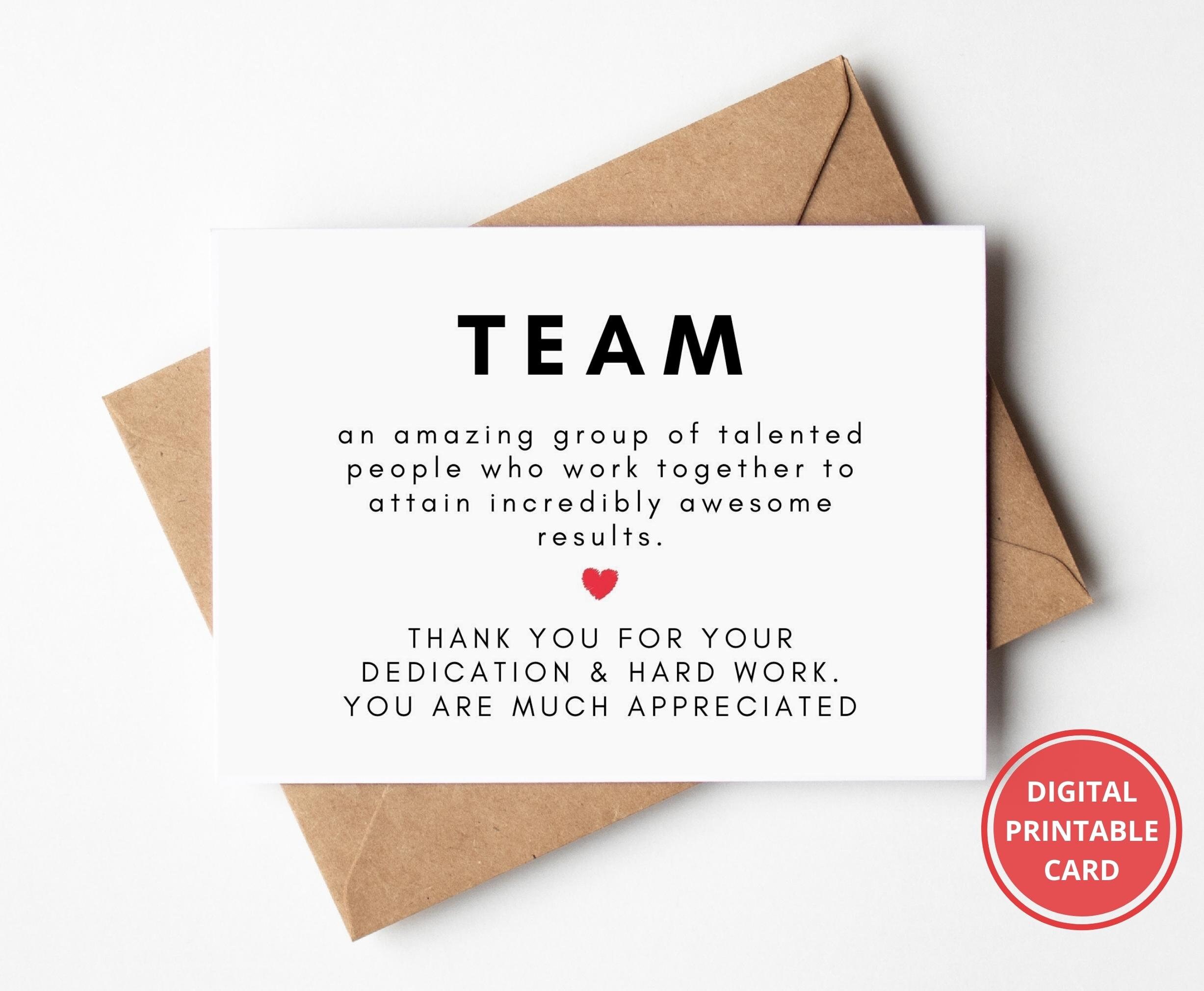 Team Thank You Employee Appreciation Card Corporate Thank | Etsy Canada