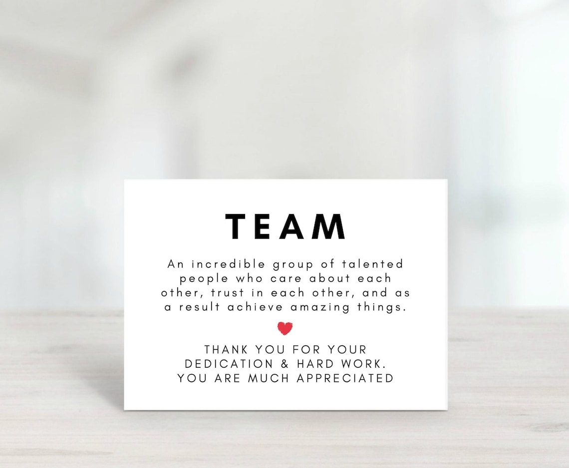 Thank You Card, Staff Appreciation, Employee Thank You, End of Season ...