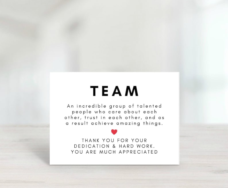 Thank You Card, Staff Appreciation, Employee Thank You, End of Season ...