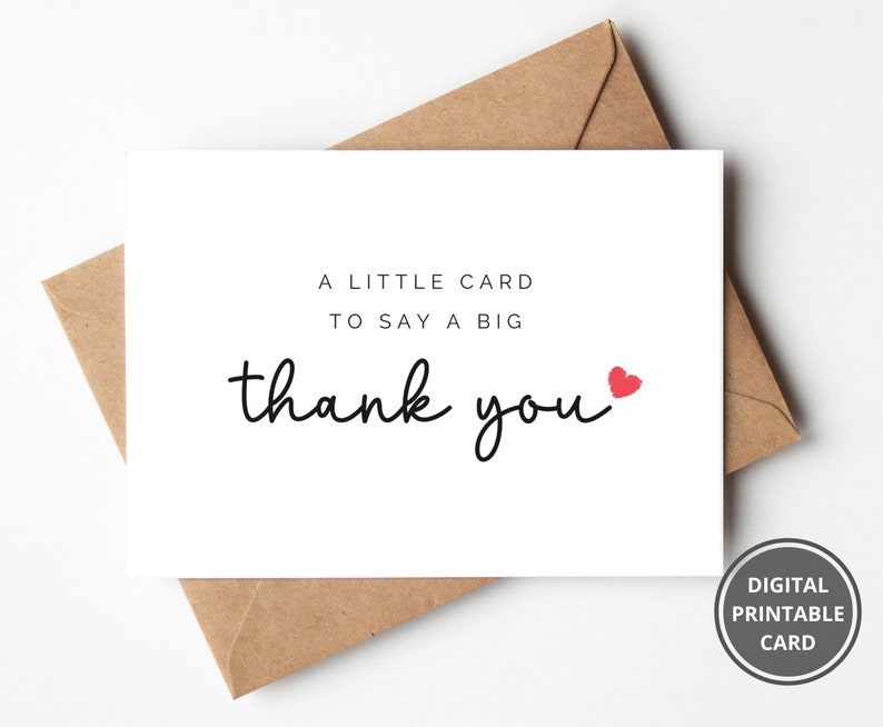 Printable Simple Thank You Card, Best Friend Thank You Card, Little ...