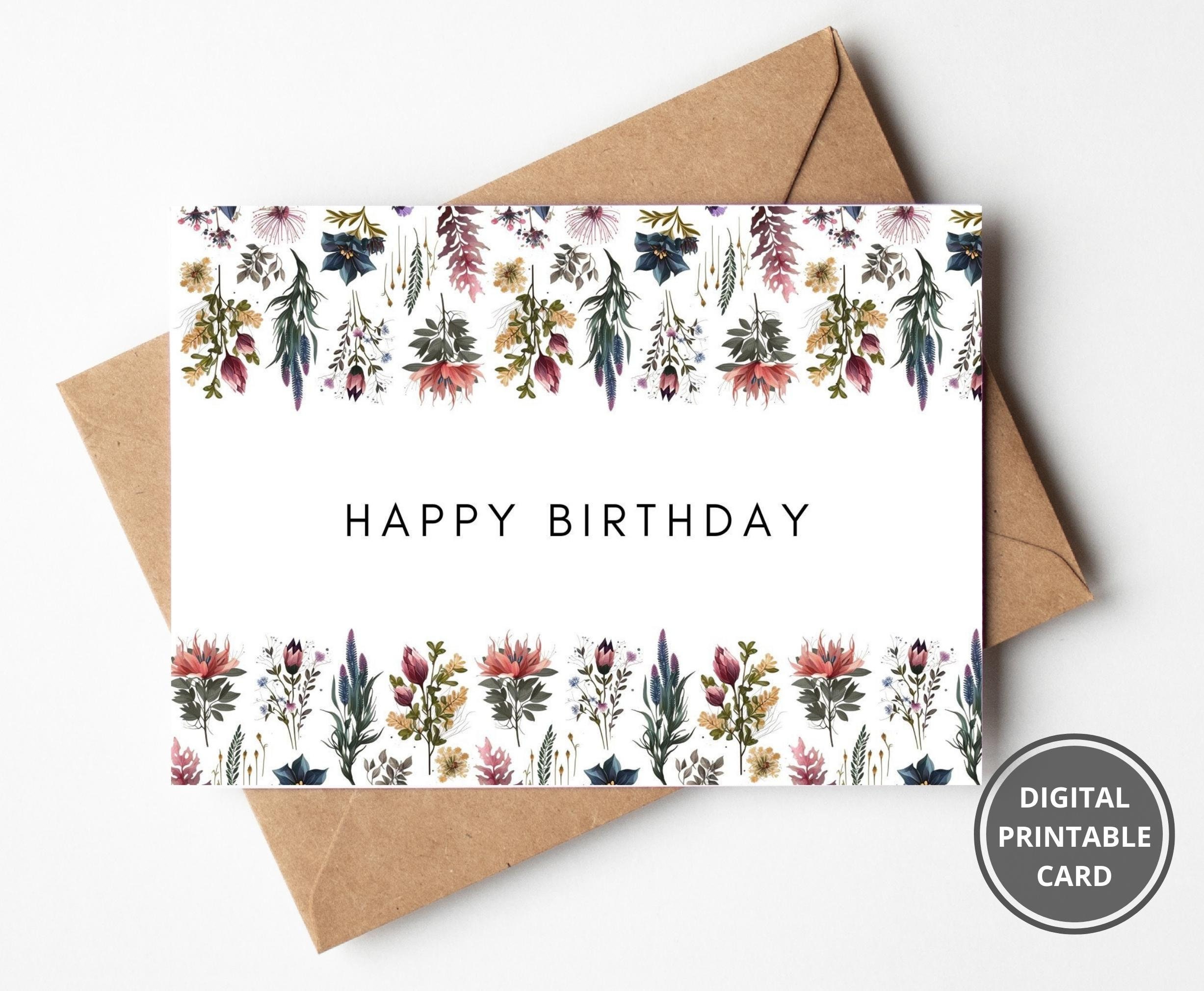 Floral Birthday Card, Botanical Wildflowers Flower Art Card, Garden ...