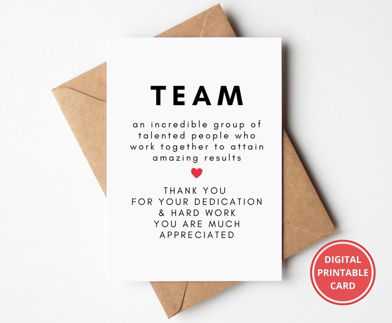 Employee Appreciation Card, Team Thank You, Corporate Thank You, Employee Recognition, 5/7 ...