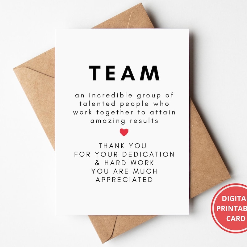 Thank You Team Quote Card - Etsy