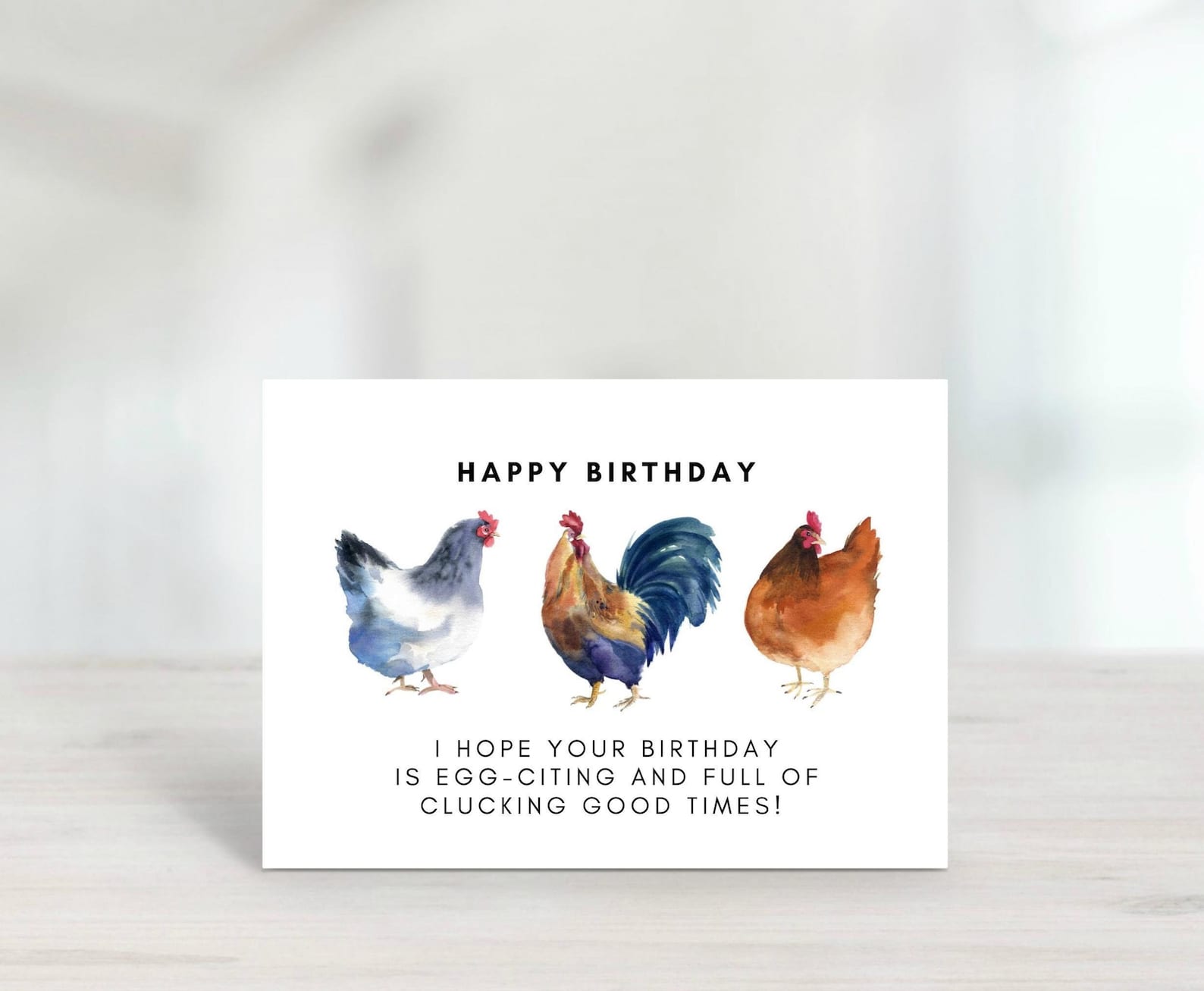 Happy Birthday Chickens Card, Printable Illustrated Animal Birthday ...