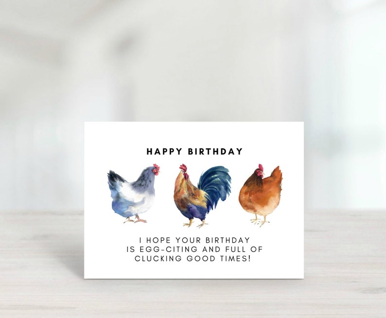 Happy Birthday Chickens Card, Printable Illustrated Animal Birthday ...