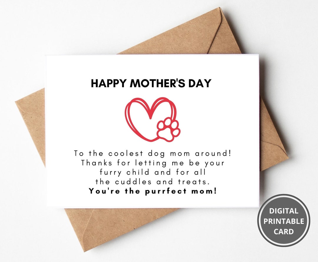 Dog Mom Mothers Day Card, Funny Dog Lovers, Mother Day Card, Dog Owner ...