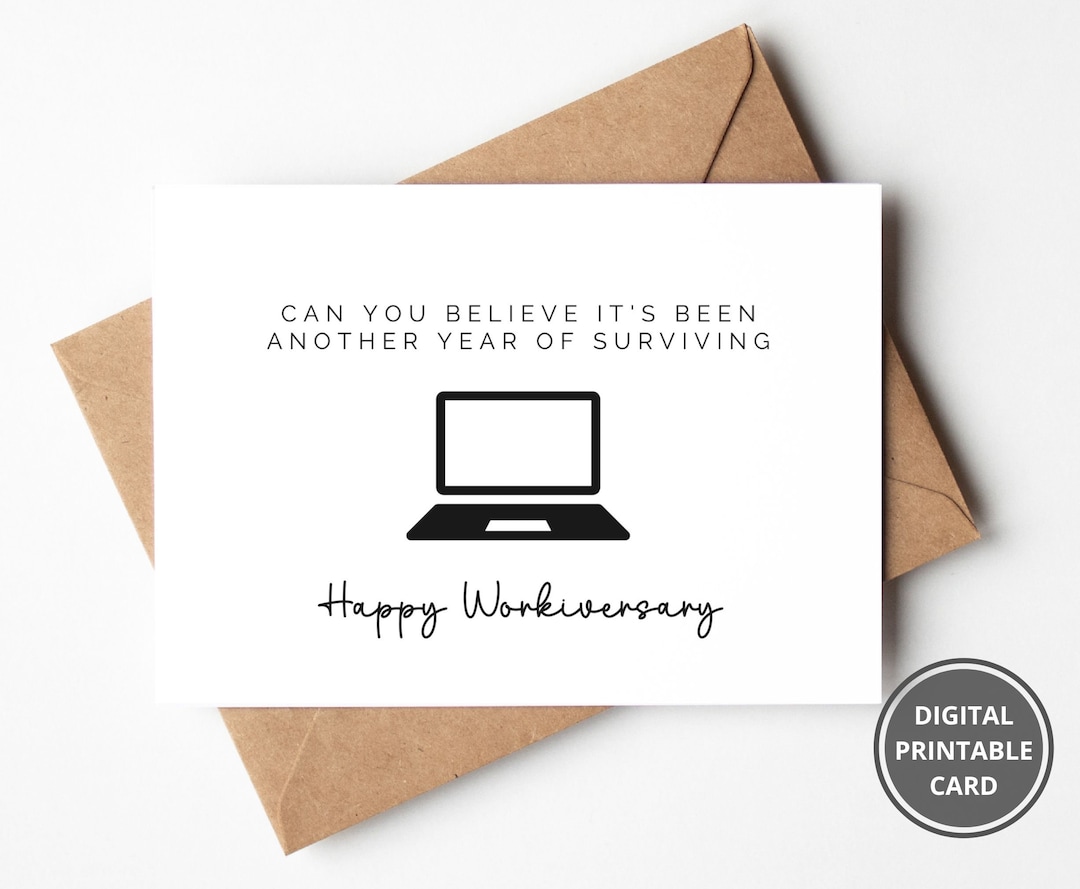 Funny Work Anniversary Card, Punny Work Anniversary Printable Card ...