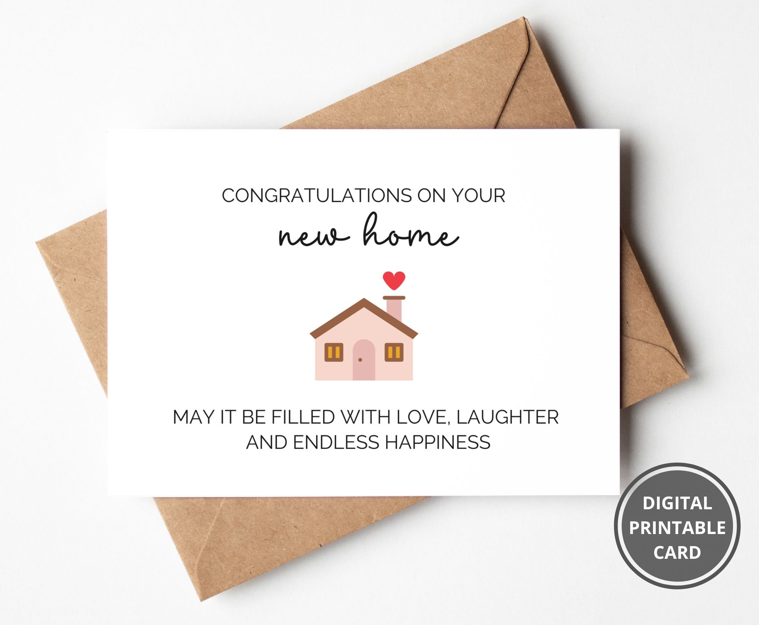 Printable New Home Card, Congratulations on Your New Home Card, Happy ...