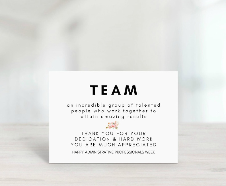 Administrative Professionals Week Thank You Card, Admin Staff, Office ...