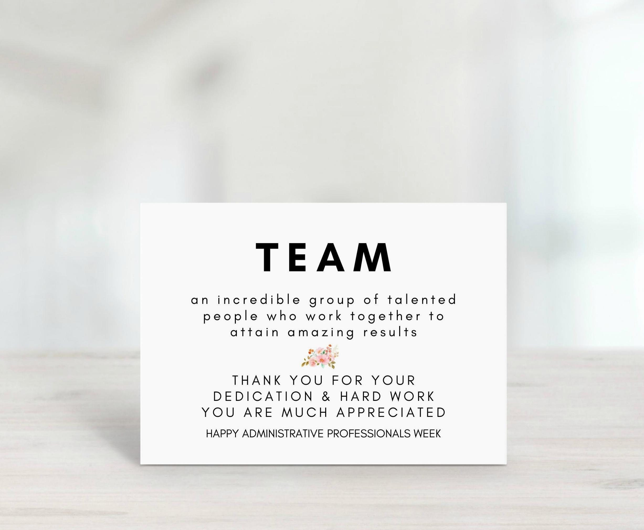 Administrative Professionals Week Thank You Card, Admin Staff, Office ...