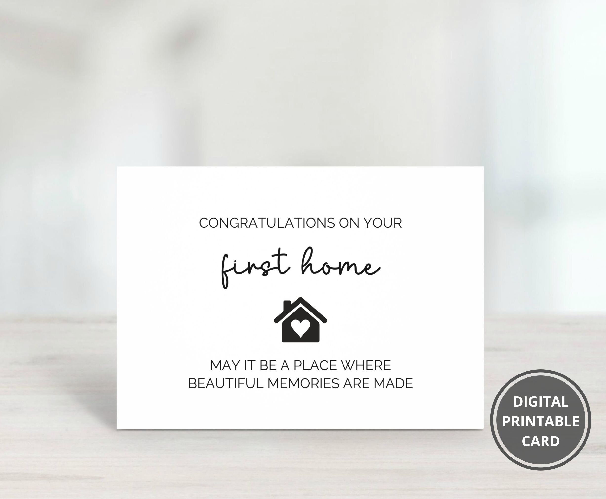 Printable New Home Card, Congratulations on Your First Home Card ...