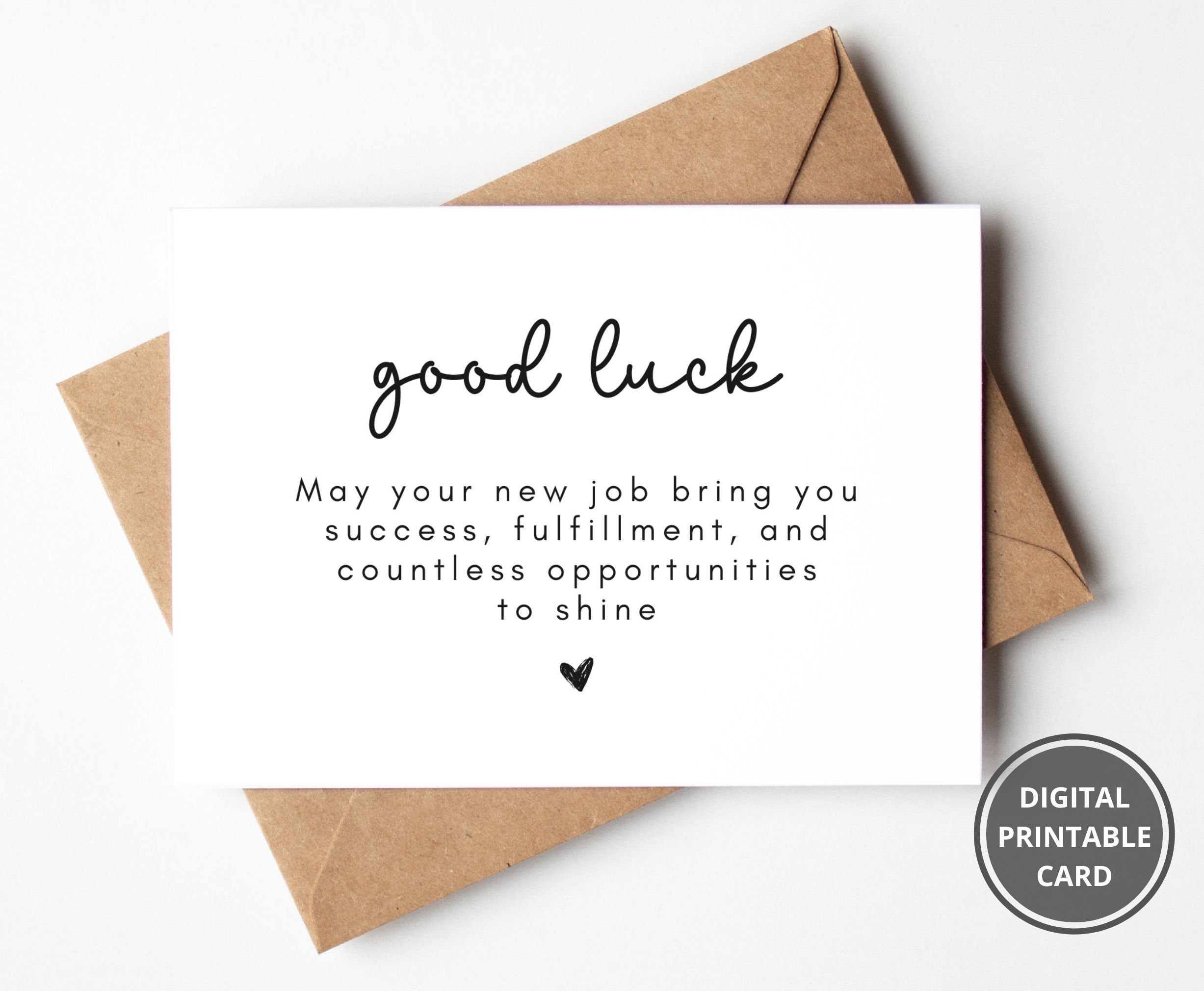 Printable Good Luck in Your New Job Card, Best of Luck in Your New Job ...