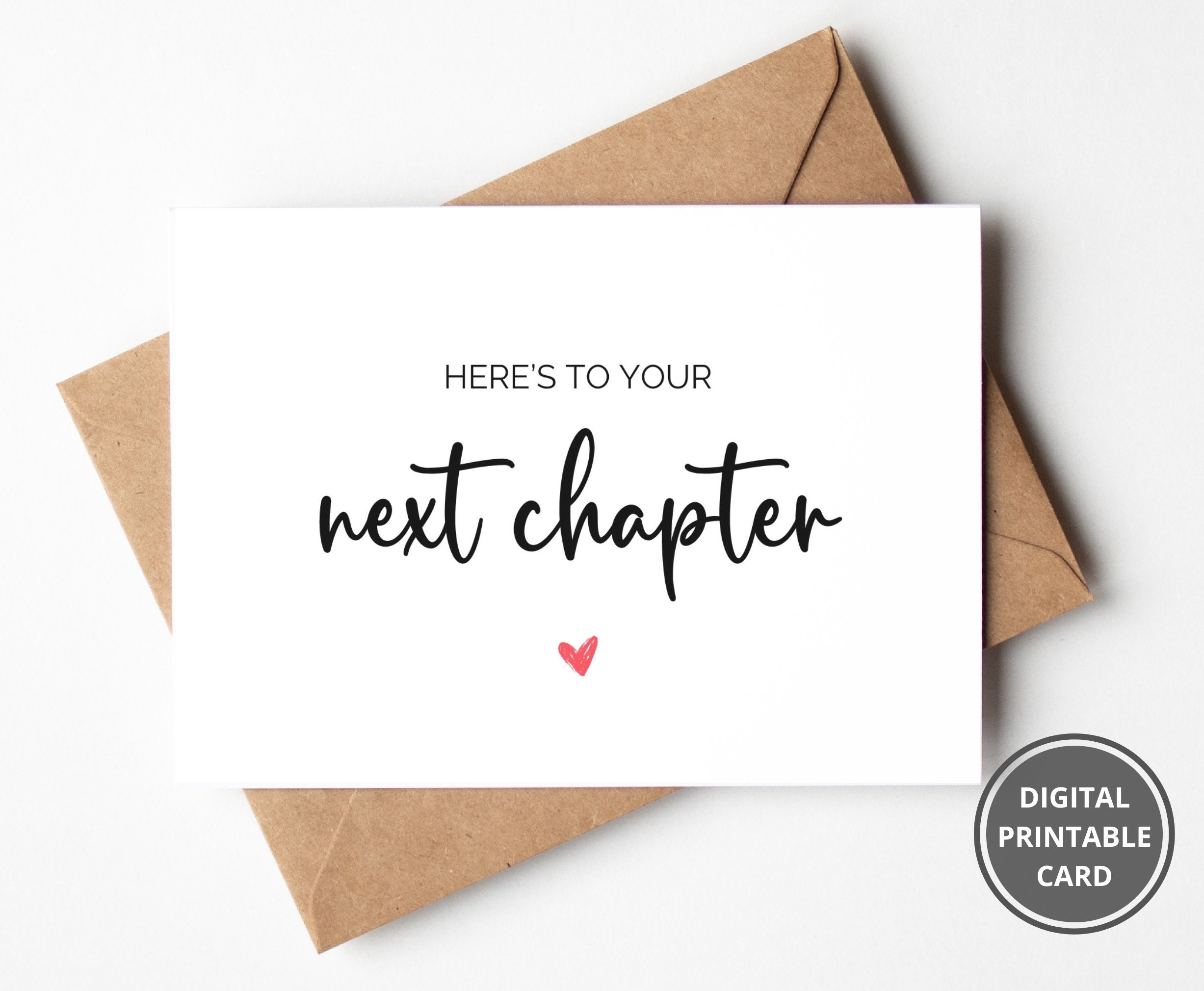 Here's to Your Next Chapter Printable Card, New Job Card, Leaving Work ...
