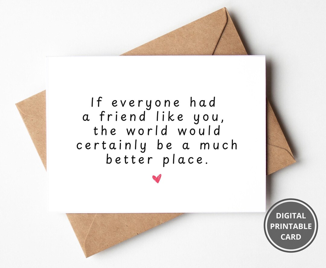 Best Friend Card, Printable Friend Birthday, Friend Thank You Card ...