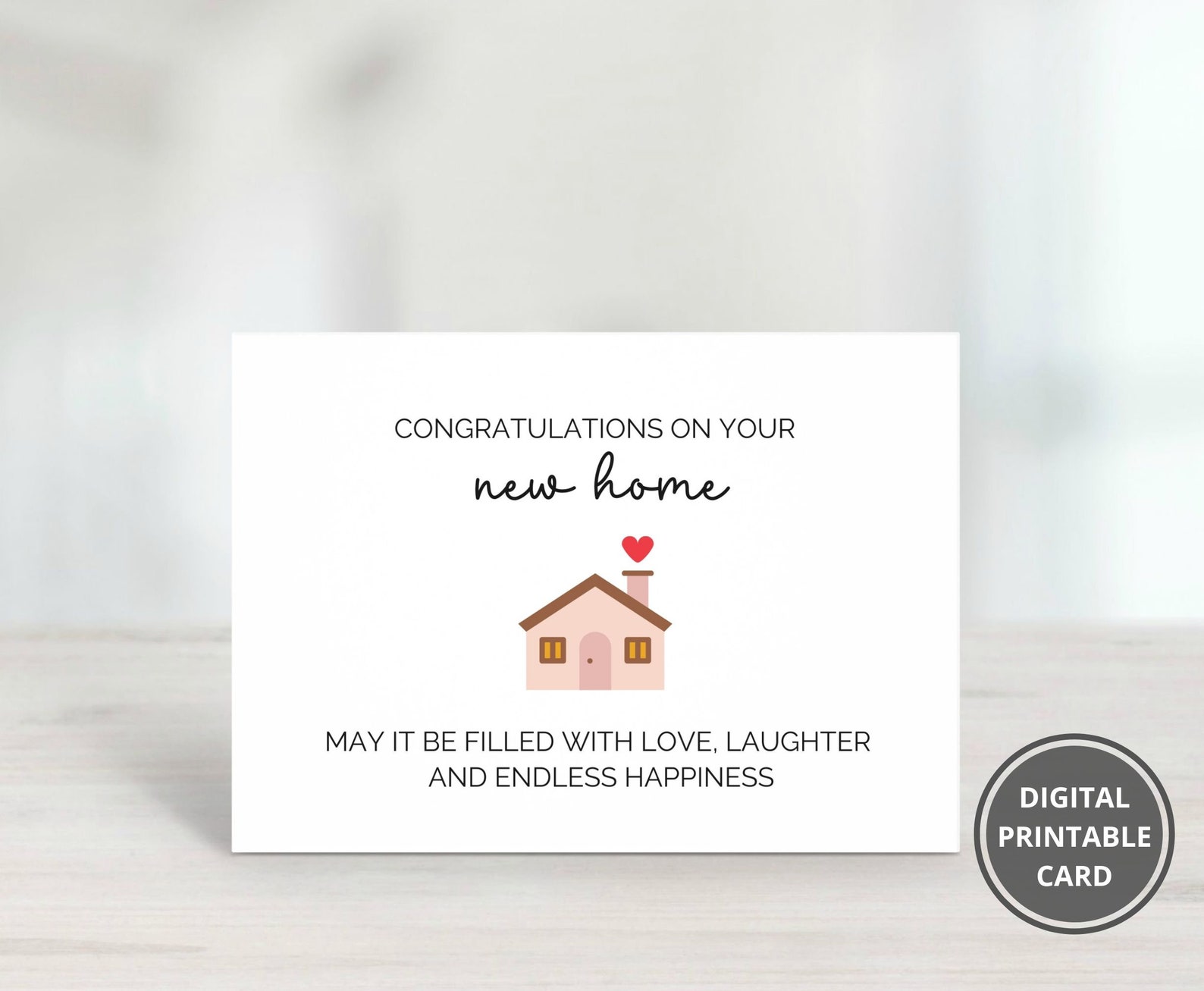 Printable New Home Card, Congratulations on Your New Home Card, Happy ...