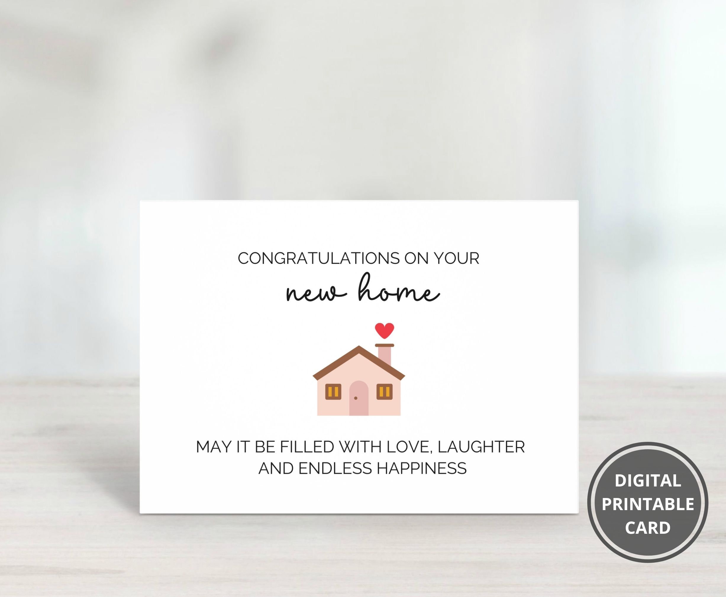 Printable New Home Card, Congratulations on Your New Home Card, Happy ...