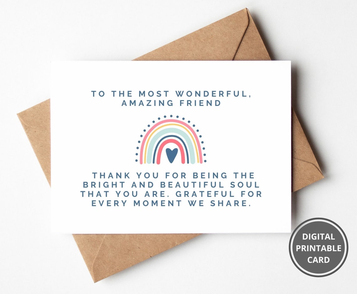 To the Most Amazing Friend, Thank You Card Bestie Card, Friend Thank ...