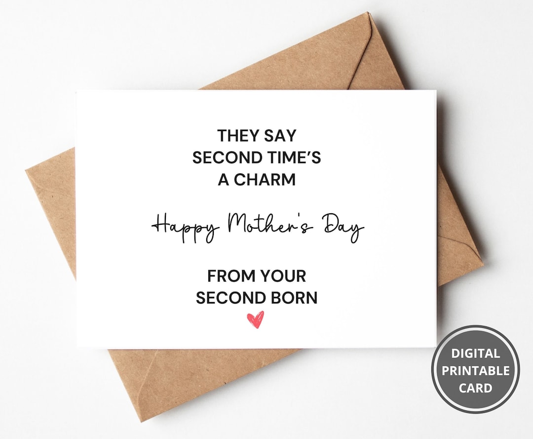 Second Born Printable Mothers Day Card, Funny Mother's Day Gift From ...