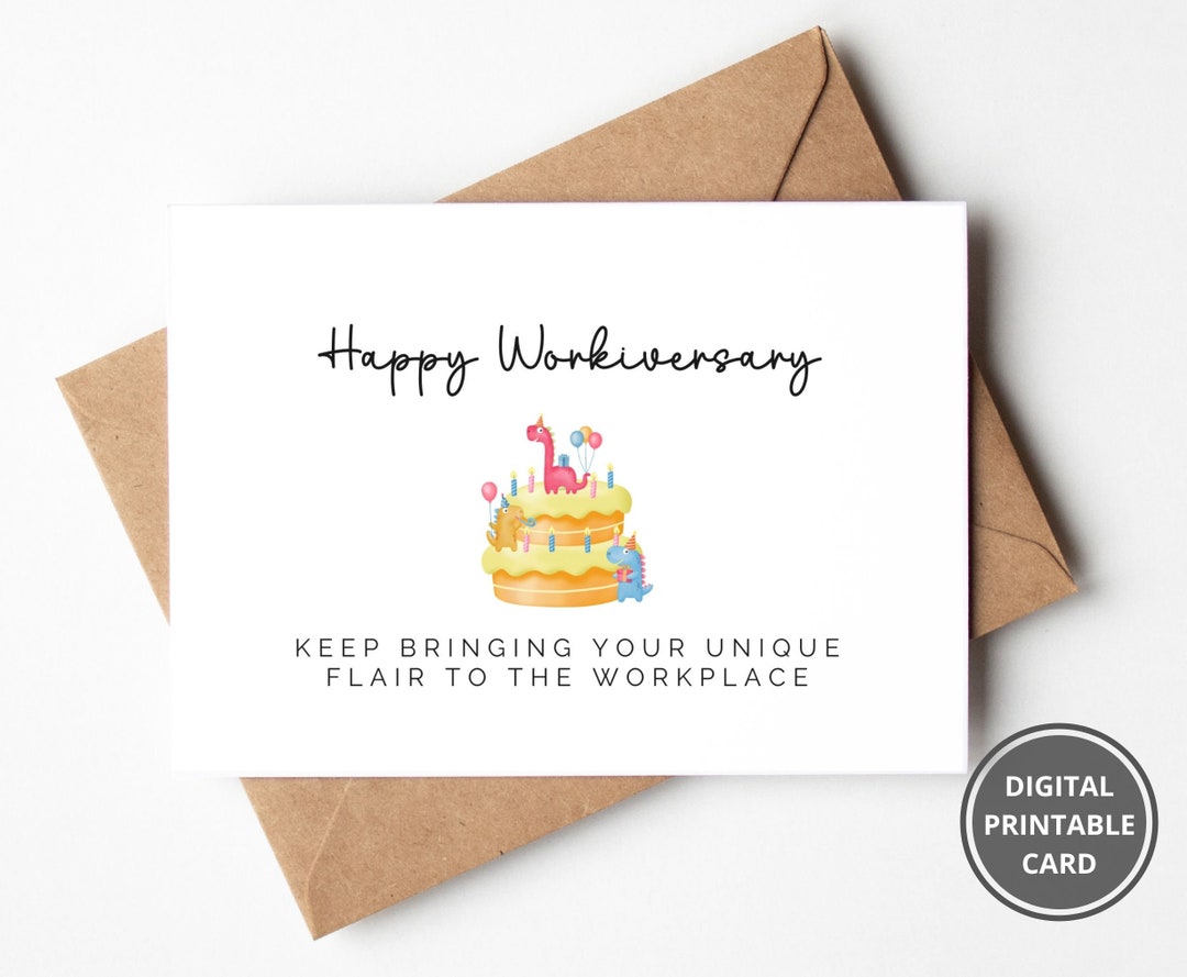 Funny Work Anniversary Printable Card, Punny Work Anniversary Card ...