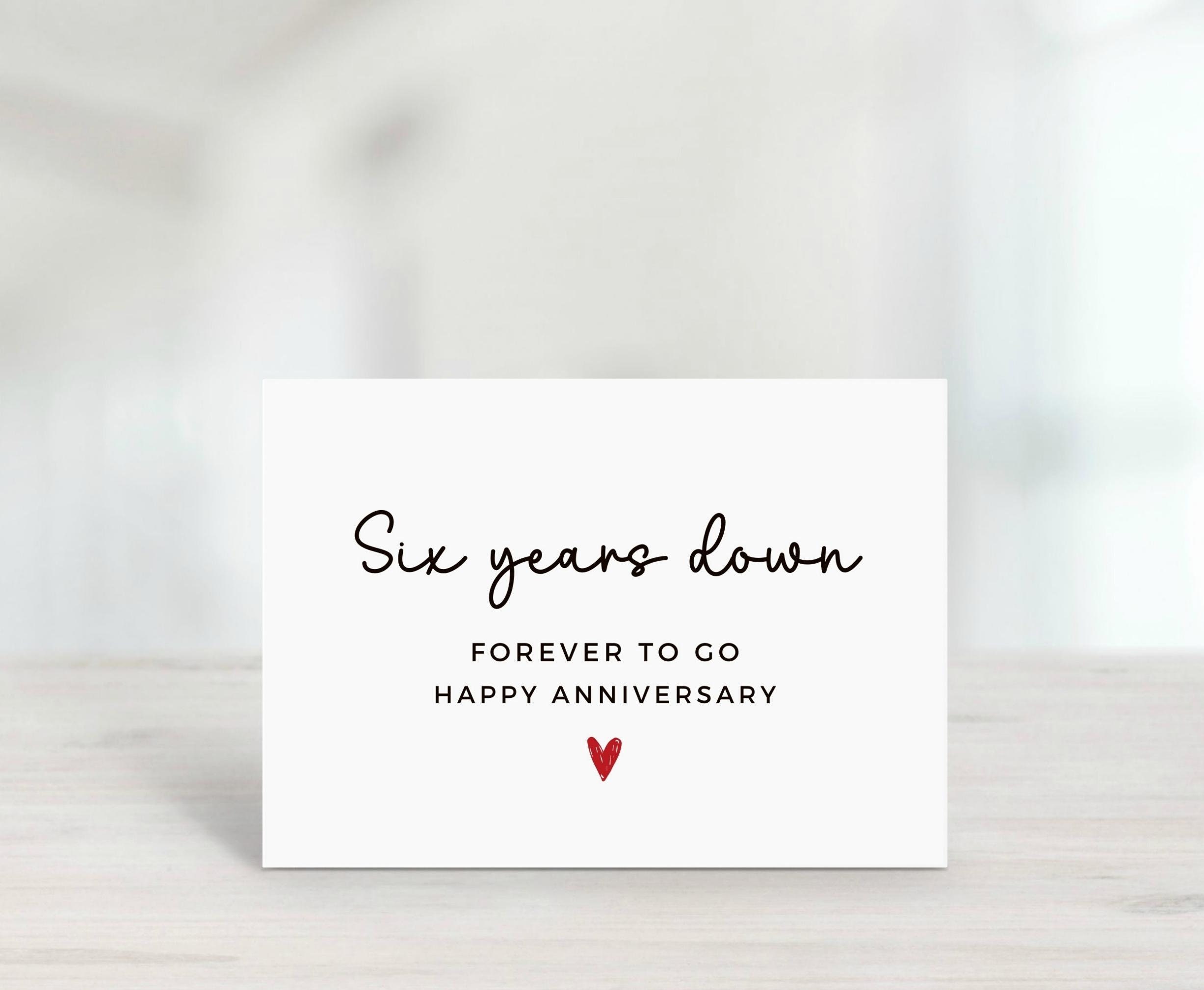 6th Anniversary Card, Sixth Anniversary, Six Years, 6 Years Anniversary ...
