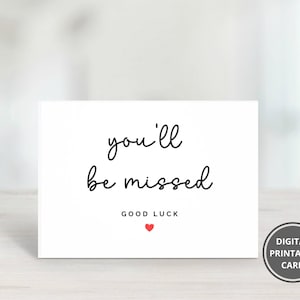 You'll Be Missed Good Luck Card, Printable Best of Luck in Your New Job ...